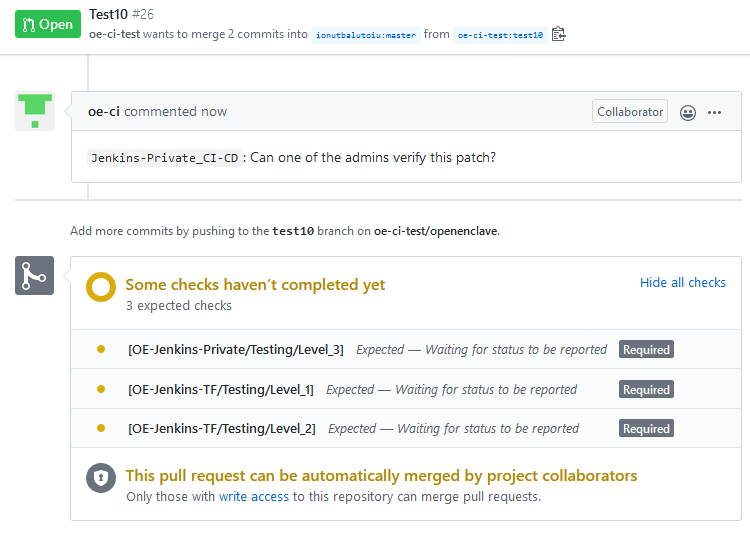 Jenkins GitHub multi-status checks · Issue #2805 · openenclave/openenclave · GitHub