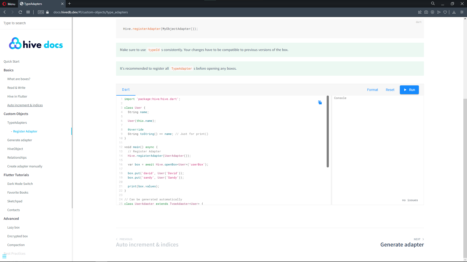 Read & Write documenation: example dartpad embeds are empty · Issue #875 · isar/hive · GitHub