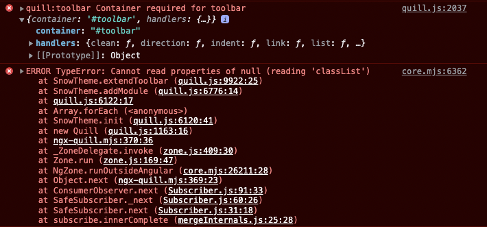 Quill can't find custom toolbar · Issue #1592 · KillerCodeMonkey/ngx-quill · GitHub