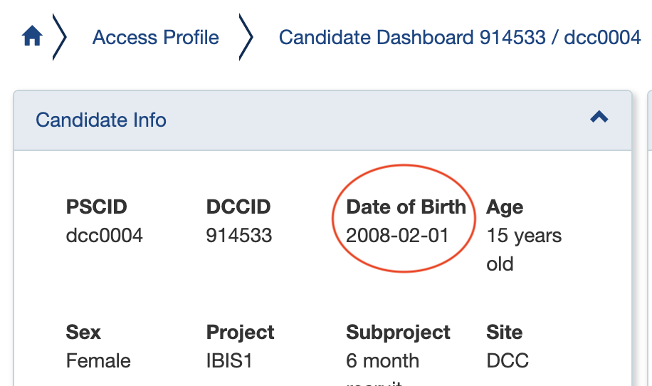 Replace DoB/EDC with 'Derived Age' in FrontEnd · Issue #8357 · aces/Loris · GitHub