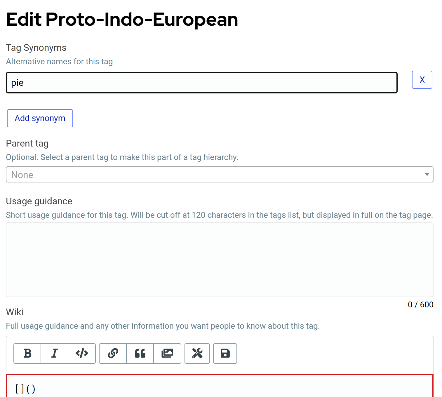 Hitting enter in a synonyms field adds a `[]()` to the tag wiki · Issue #1058 · codidact/qpixel ...