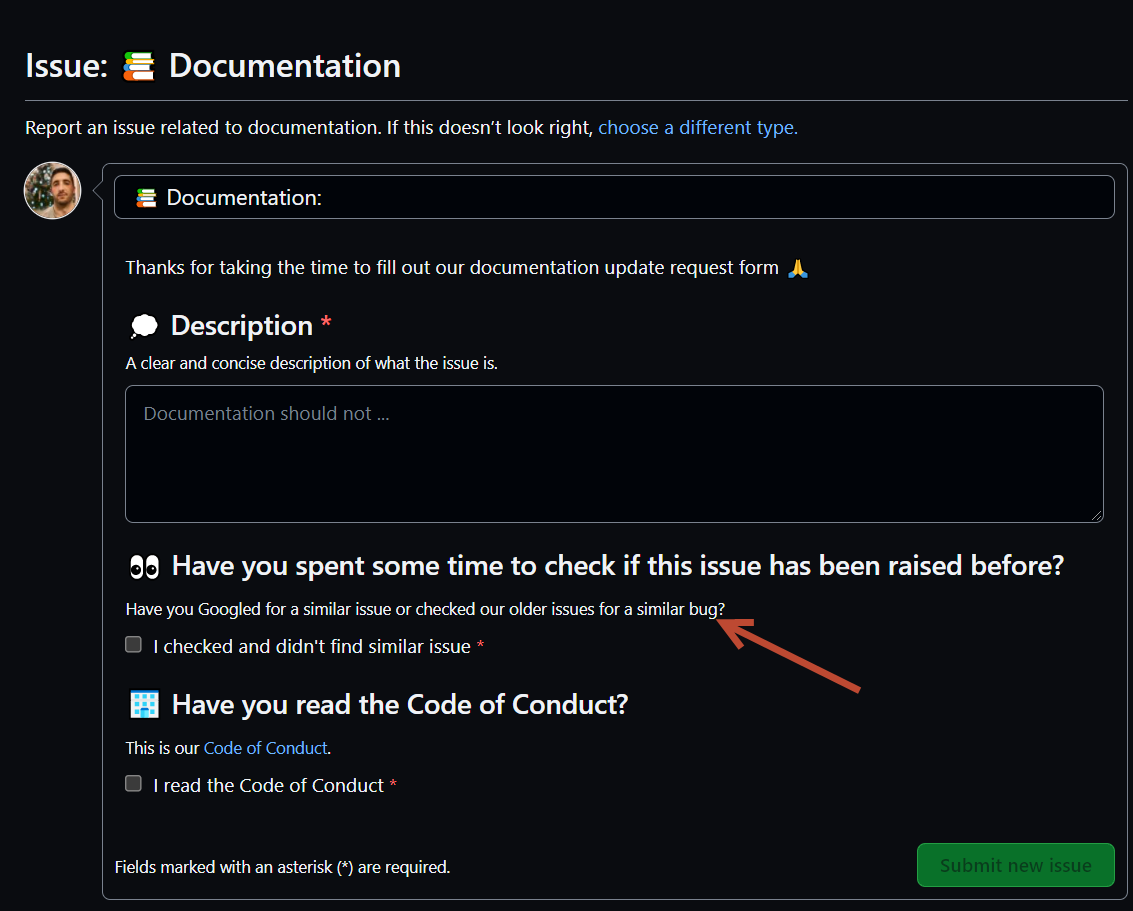 📚 Documentation: The issues forms all have the word "Bug", even if it is a feature or ...