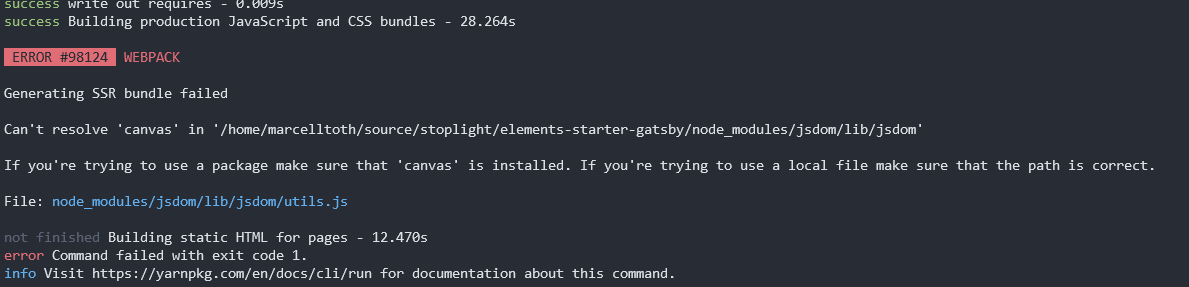 Error when building Gatsby example: Can't resolve 'jsdom' · Issue #595 · stoplightio/elements ...