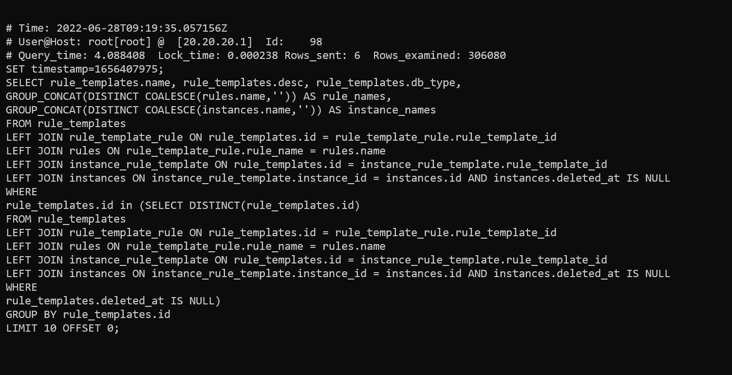 新增审核规则模版或者是克隆审核规则模版都很耗时 · Issue #628 · actiontech/sqle · GitHub