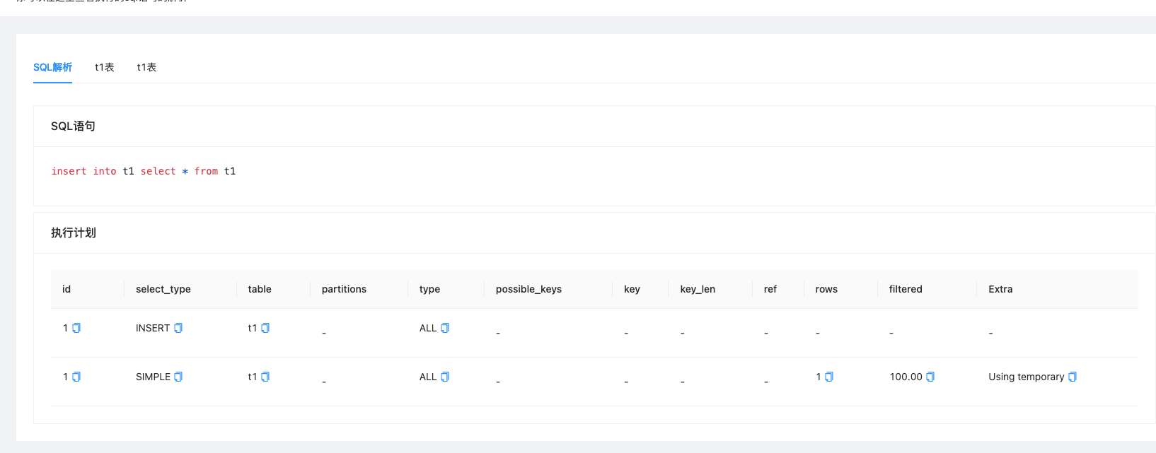 SQL分析特定语句时展示的表信息重复 · Issue #883 · actiontech/sqle · GitHub