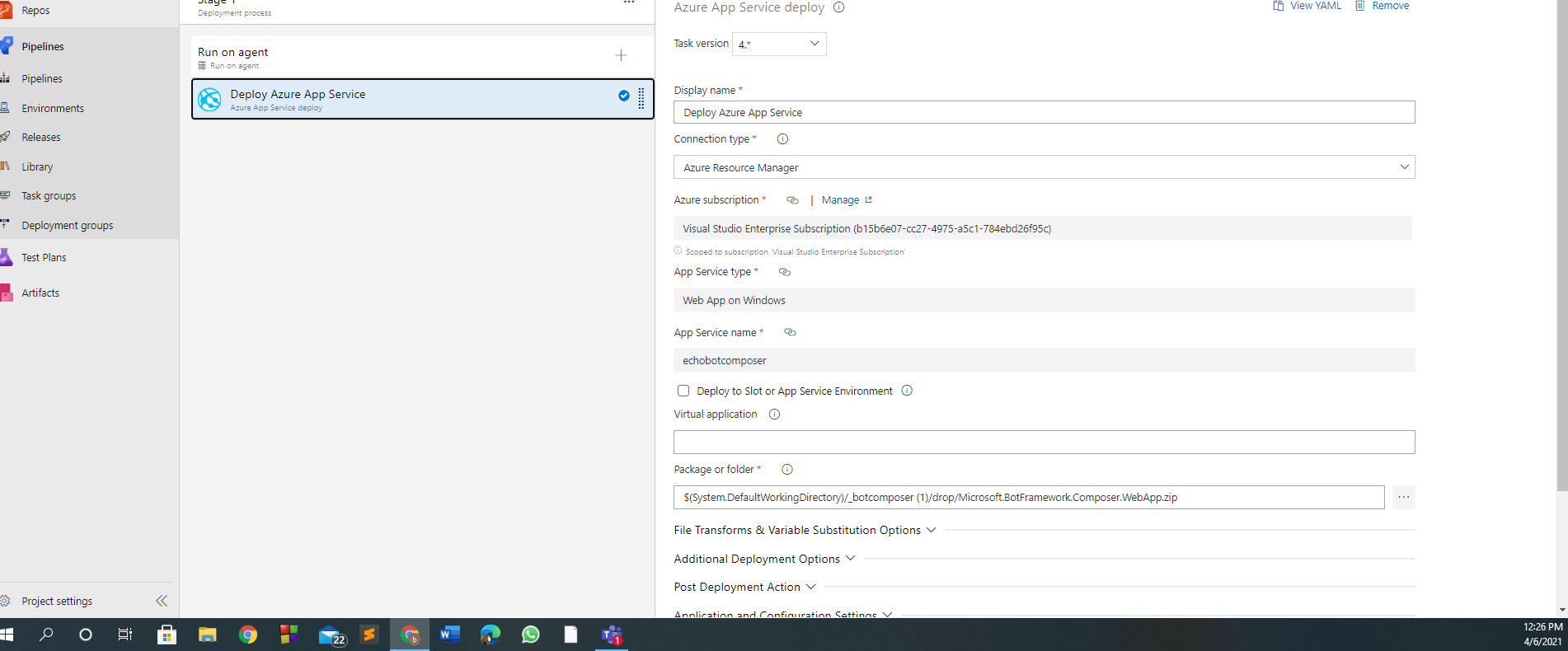 Bot composer deployment using azure devops · Issue #6639 · microsoft/BotFramework-Composer · GitHub