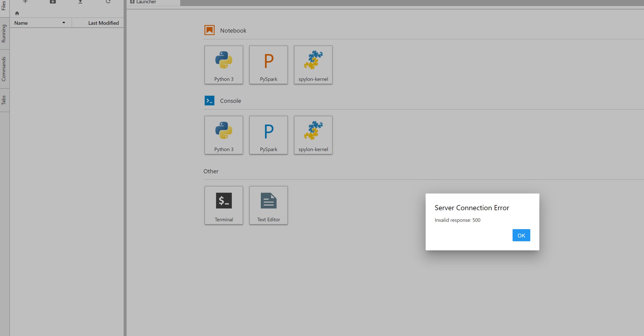 JupyterLab component: "Server Connection Error. Invalid Response: 500" · Issue #714 ...