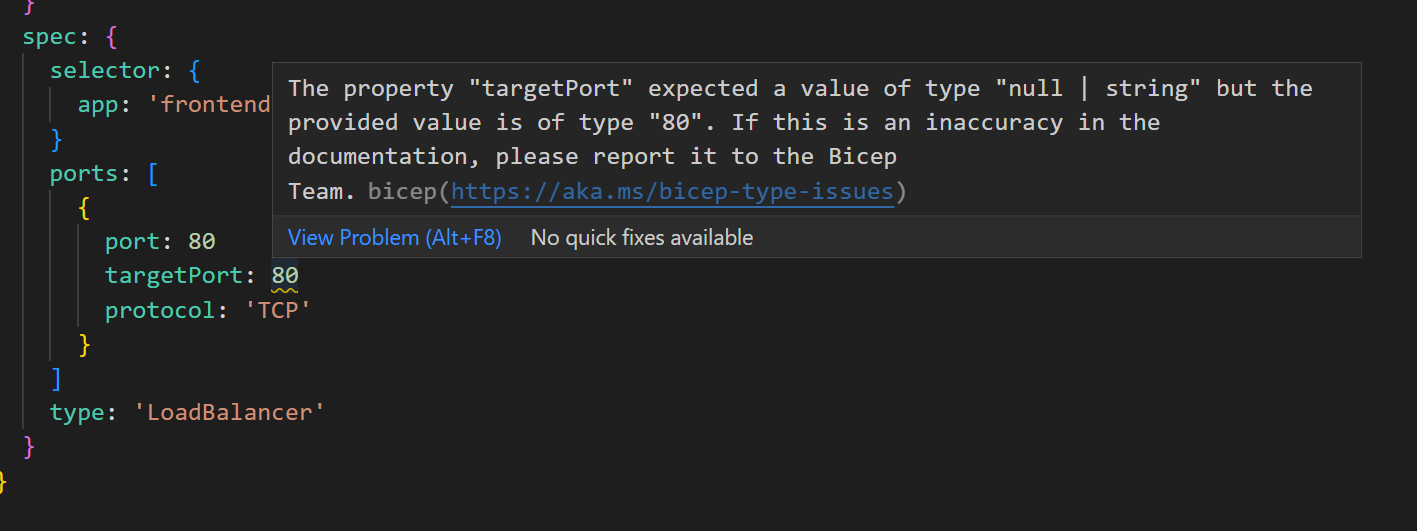 Kubernetes Extensibility `core/Service@v1` has incorrect type for ...