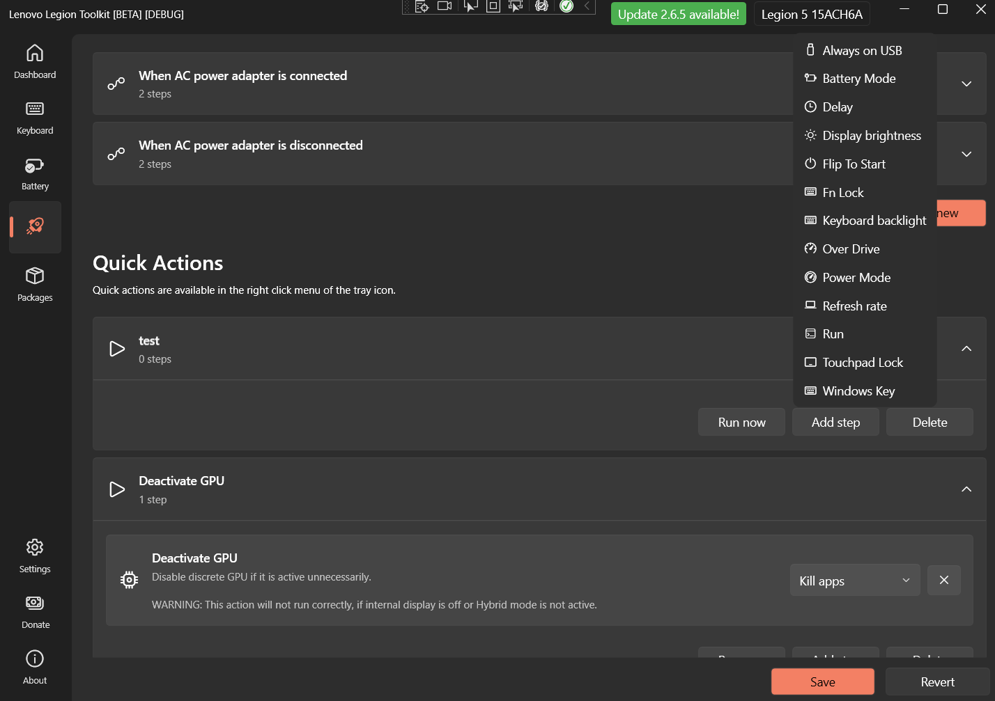 [BUG]: Saved Quick Action option still runnable, while option is unavailable. · Issue #400 ...