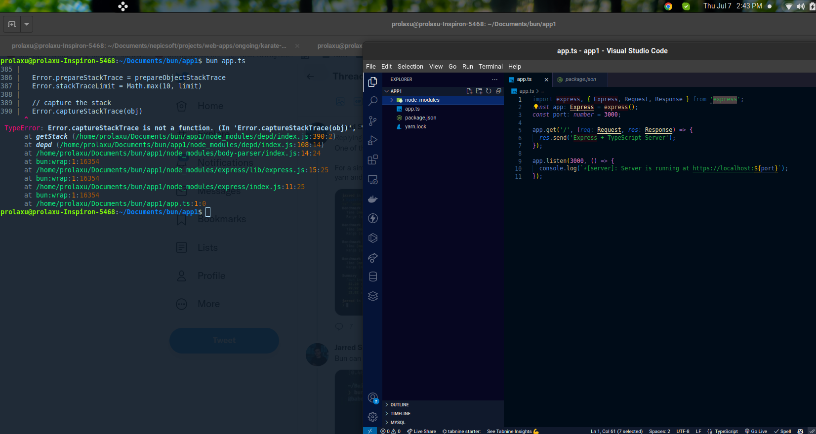 unable to use express js · Issue #405 · oven-sh/bun · GitHub