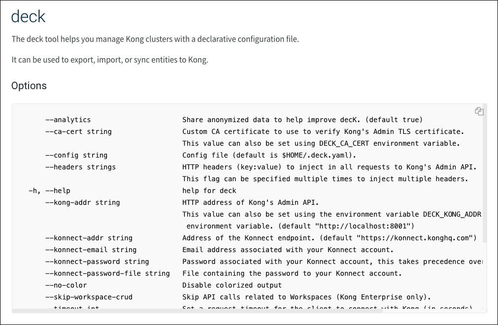 decK CLI docs: Improve the Go → Markdown doc generation · Issue #3155 · Kong/docs.konghq.com ...