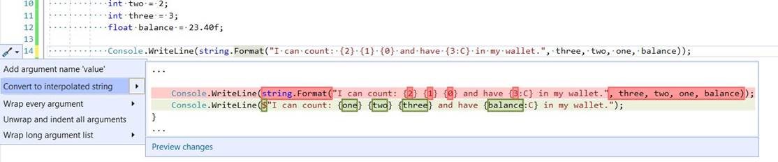Enable FixProvider for convert to interpoated string for Console.WriteLine as well · Issue ...