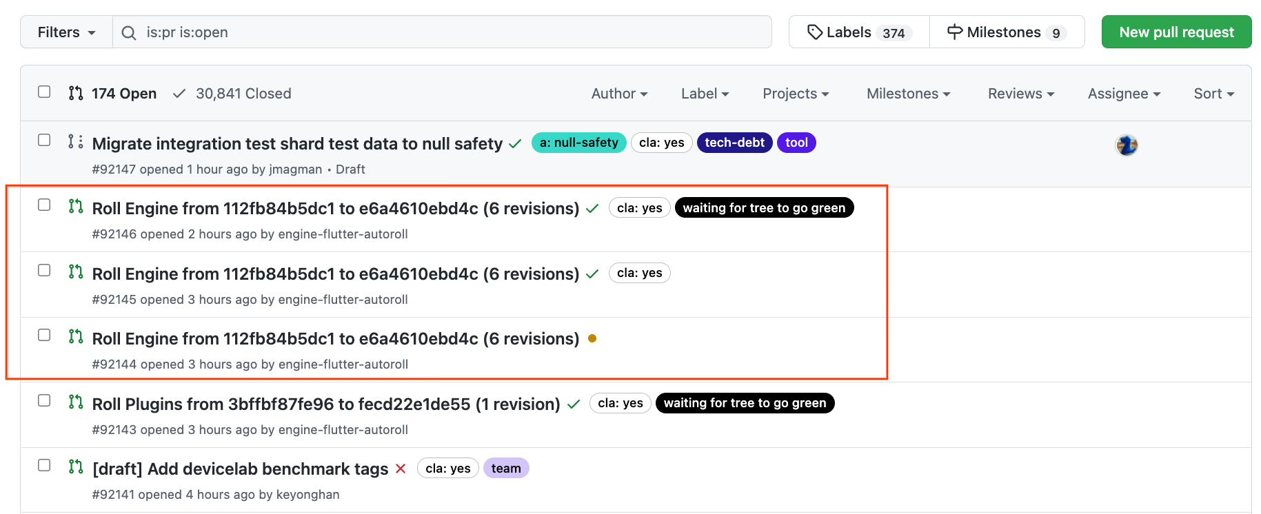 Auto-roller created three engine to flutter identical PRs · Issue #92149 · flutter/flutter · GitHub