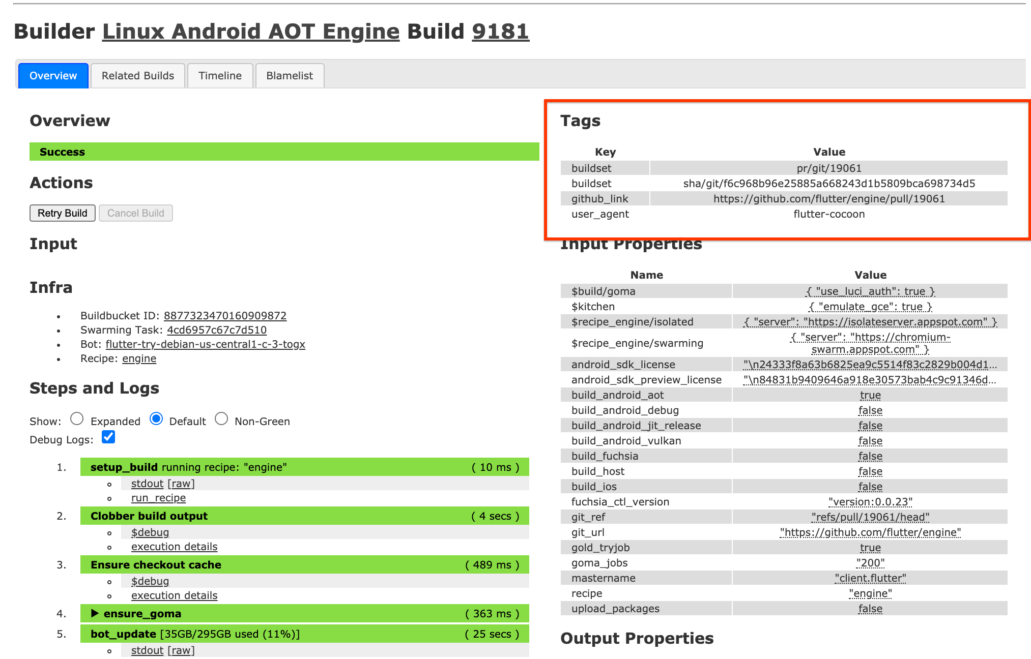 Luci Try Builder Console Doesnt Show Revision Or Pr Number · Issue 59581 · Flutterflutter