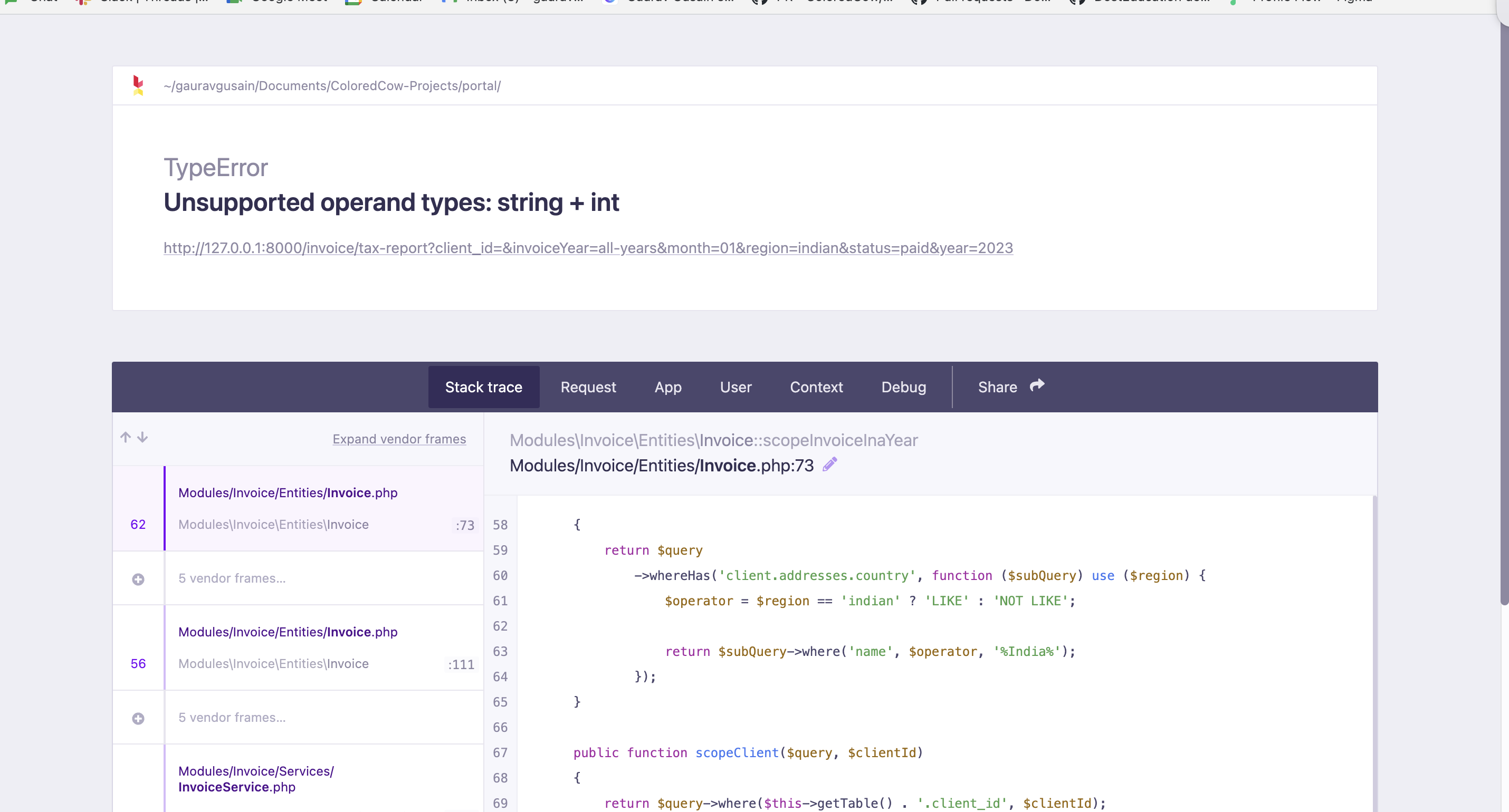 Error occurring in Monthly Tax report page · Issue #2796 · ColoredCow/portal · GitHub