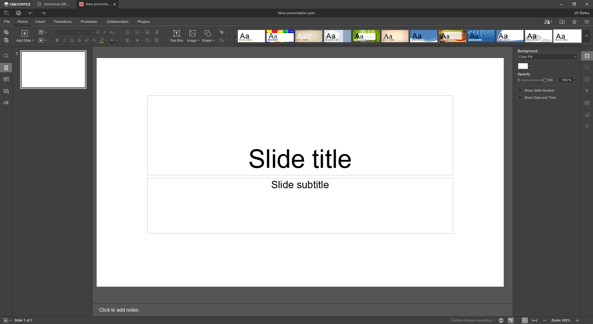 Presentation editor doesn't show themes upoaded on the server (Nextcloud + DocumentServer ...