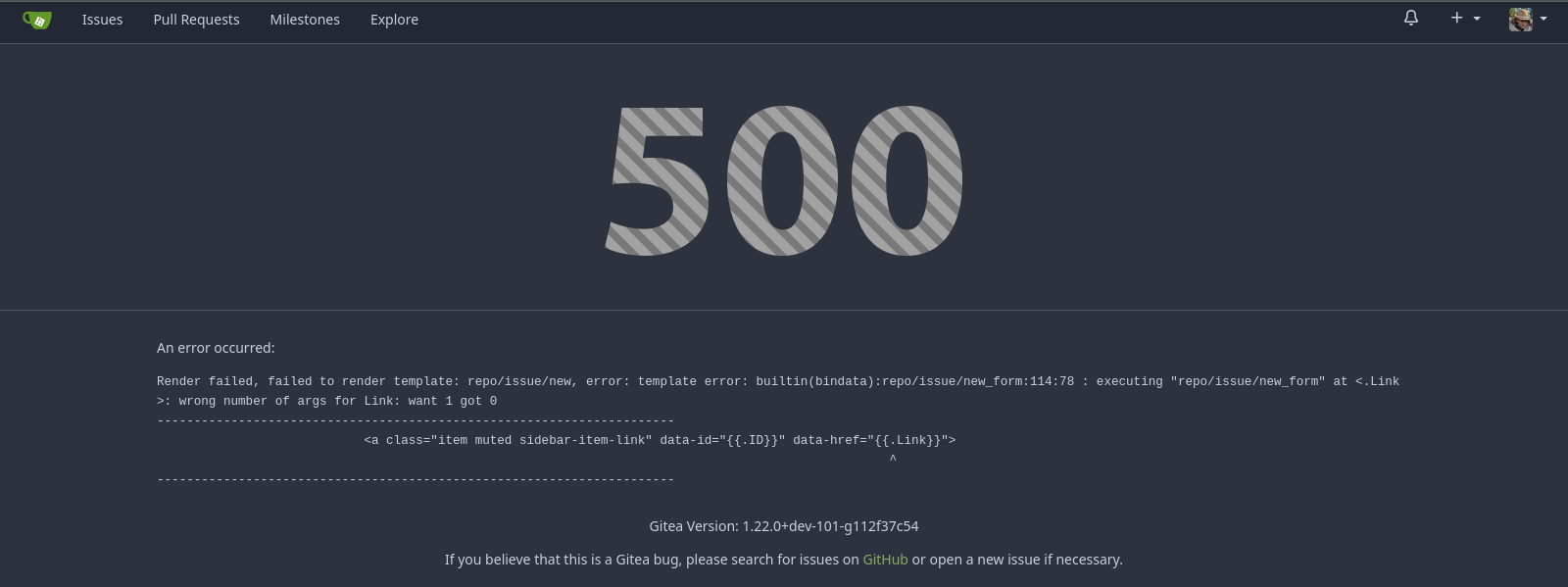 Bug Error 500 When Creating A New Issue · Issue 27432 · Go Giteagitea · Github 6982