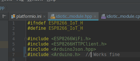 #includes do not work in CLion with cpp files but work fine with h ...