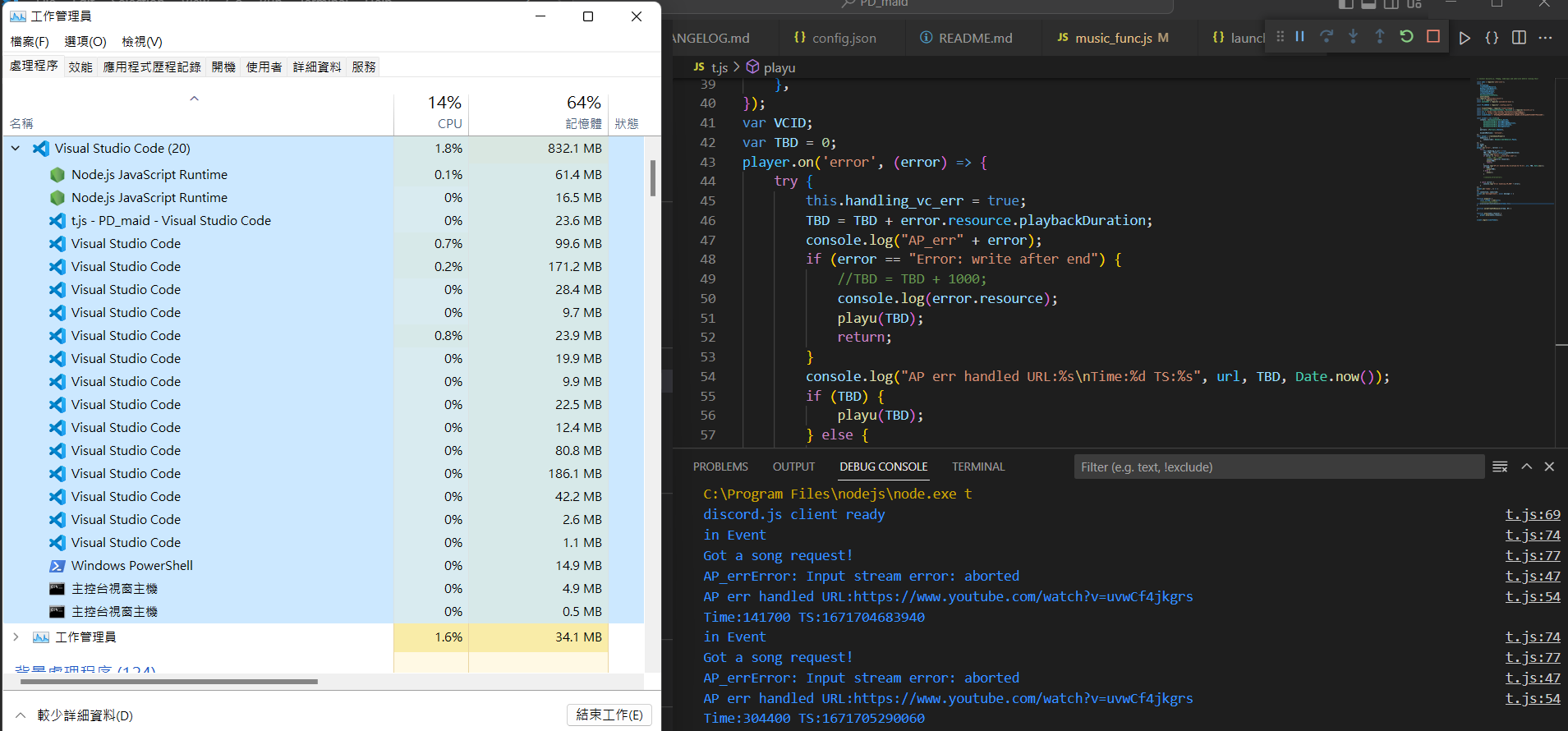 Audio resource write after end error cause memory leak · Issue #8961 · discordjs/discord.js · GitHub