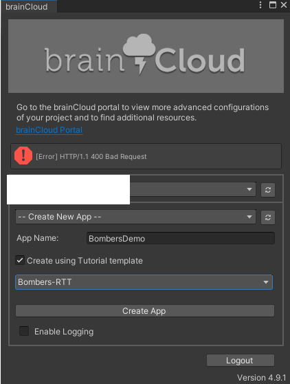 Create new app: "error 400 bad request" · Issue #222 · getbraincloud/braincloud-csharp · GitHub