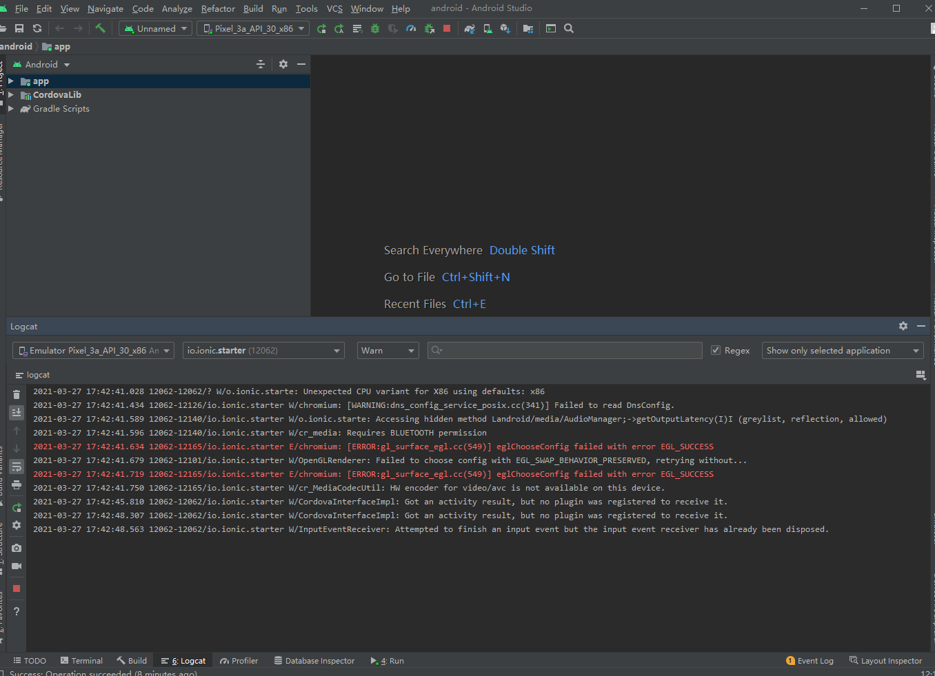 error code 20 in my device and android studio virtual device · Issue #213 · apache/cordova ...