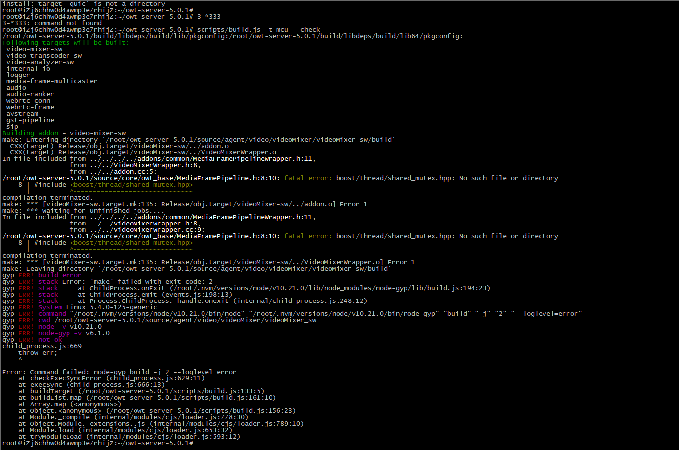 Ubuntu 20 04 Setup Owt5 0 Error · Issue 1247 · Open Webrtc Toolkit Owt Server · Github