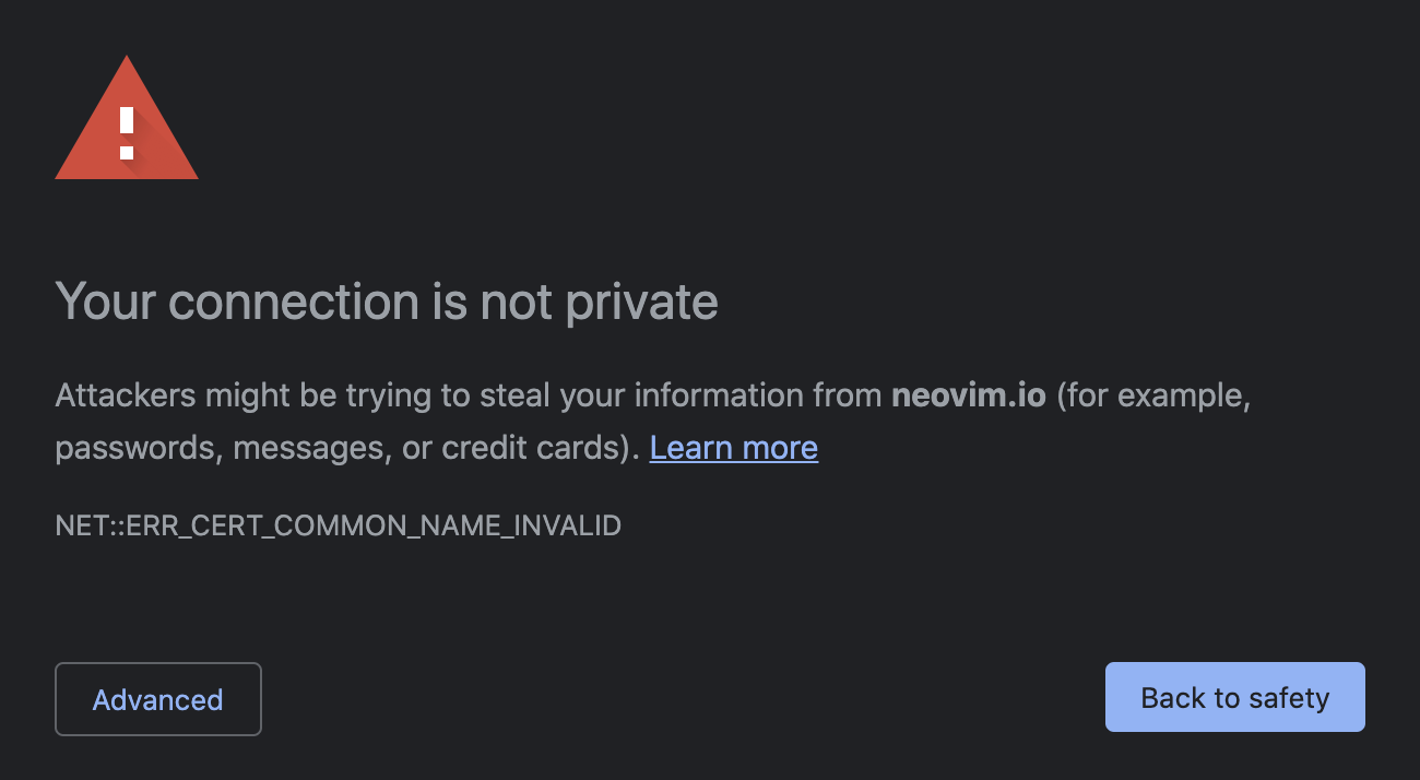 Neovim.io has an SSL warning · Issue #14410 · neovim/neovim · GitHub