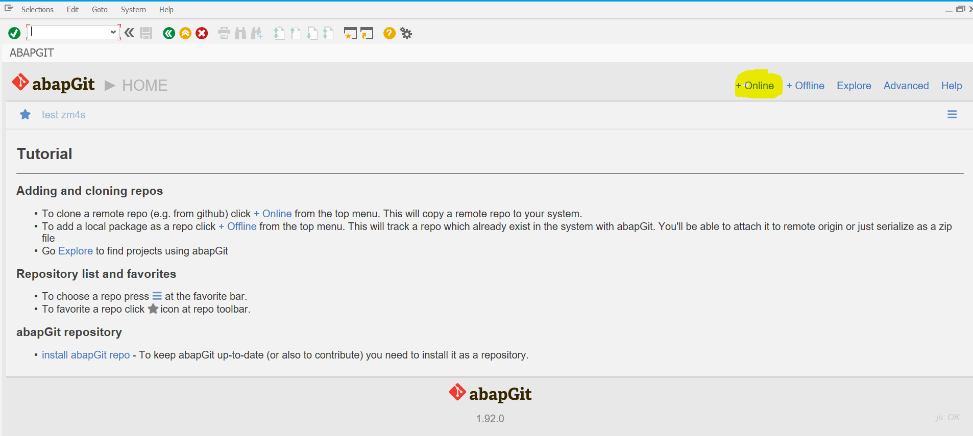 +Online instead of +Clone Button · Issue #3112 · abapGit/abapGit · GitHub