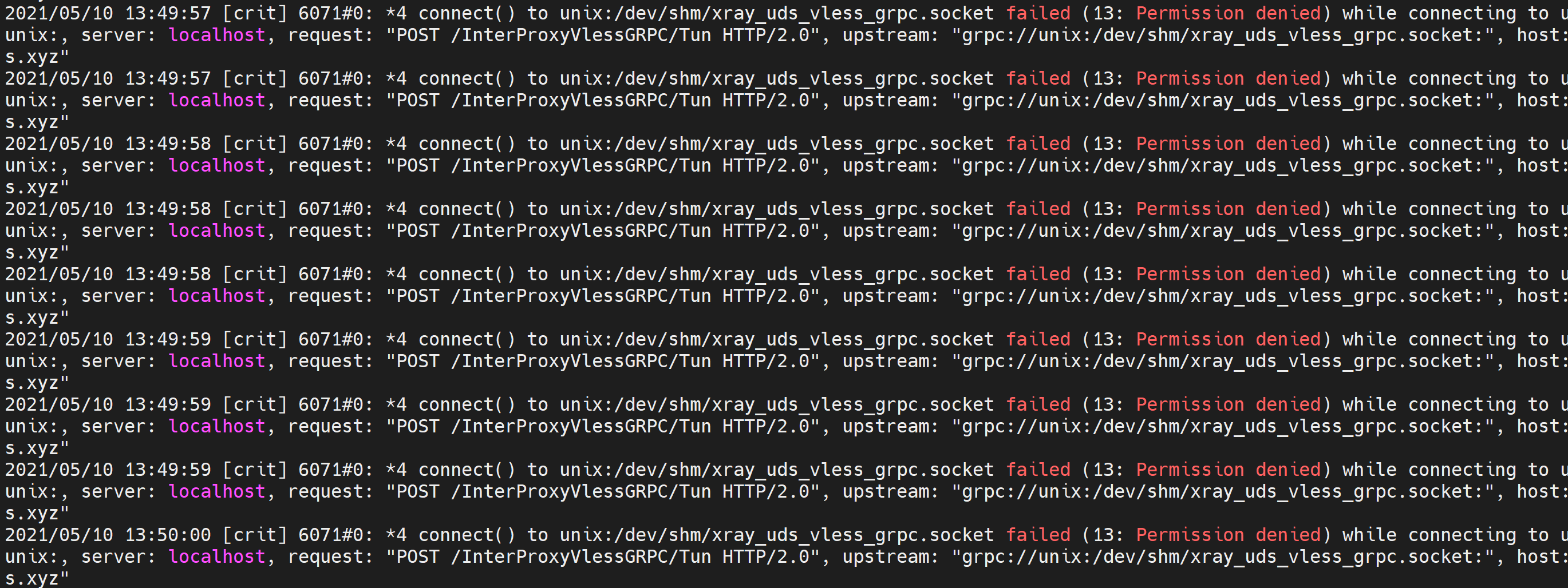 使用 Xray 的 Unix Domain Socket 功能,生成的文件似乎有权限问题。 · Issue 554 · Xtlsxray