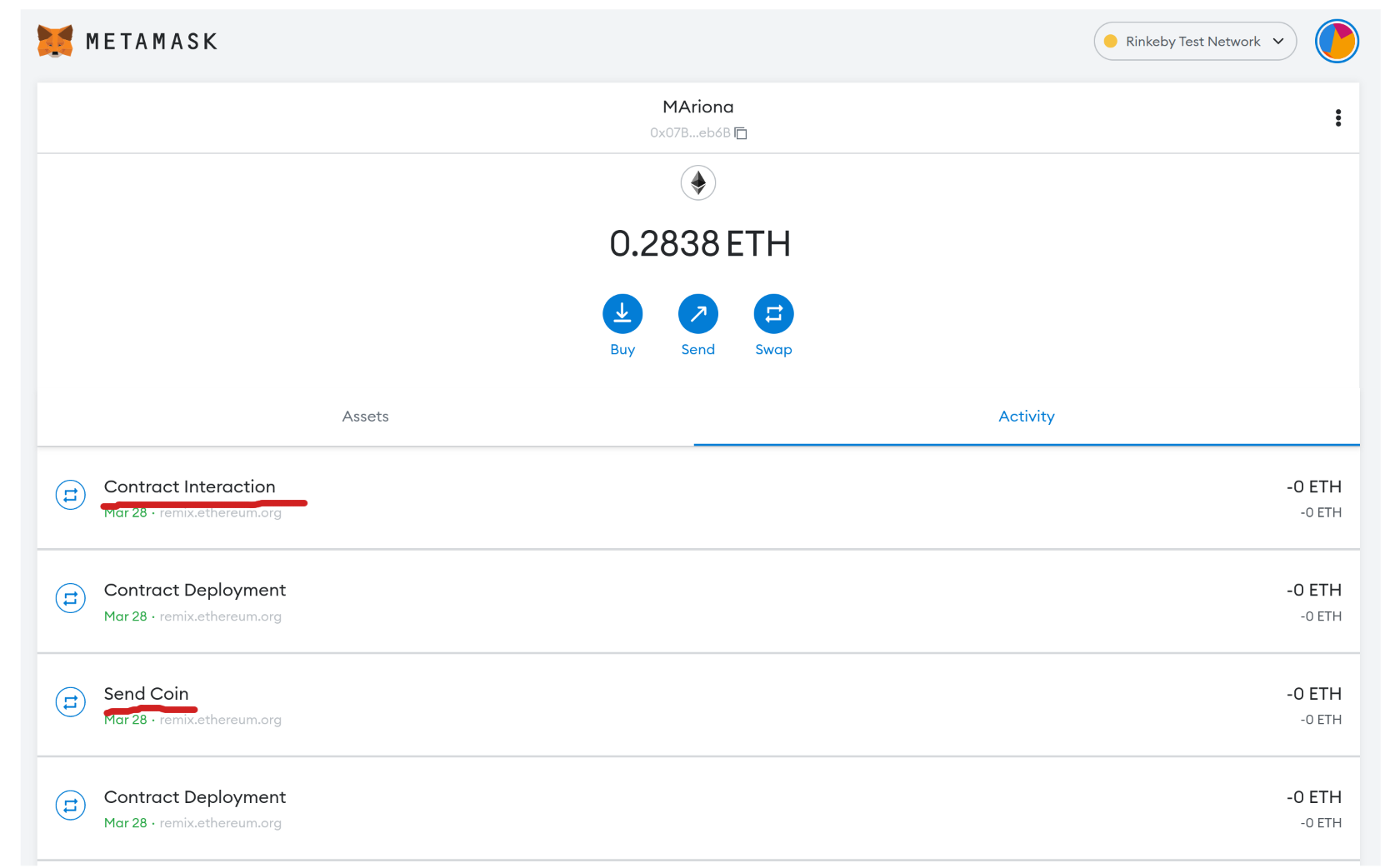 [Bug]: Activities Entries Don't Always Display the Name of the Contract Function, stating just ...