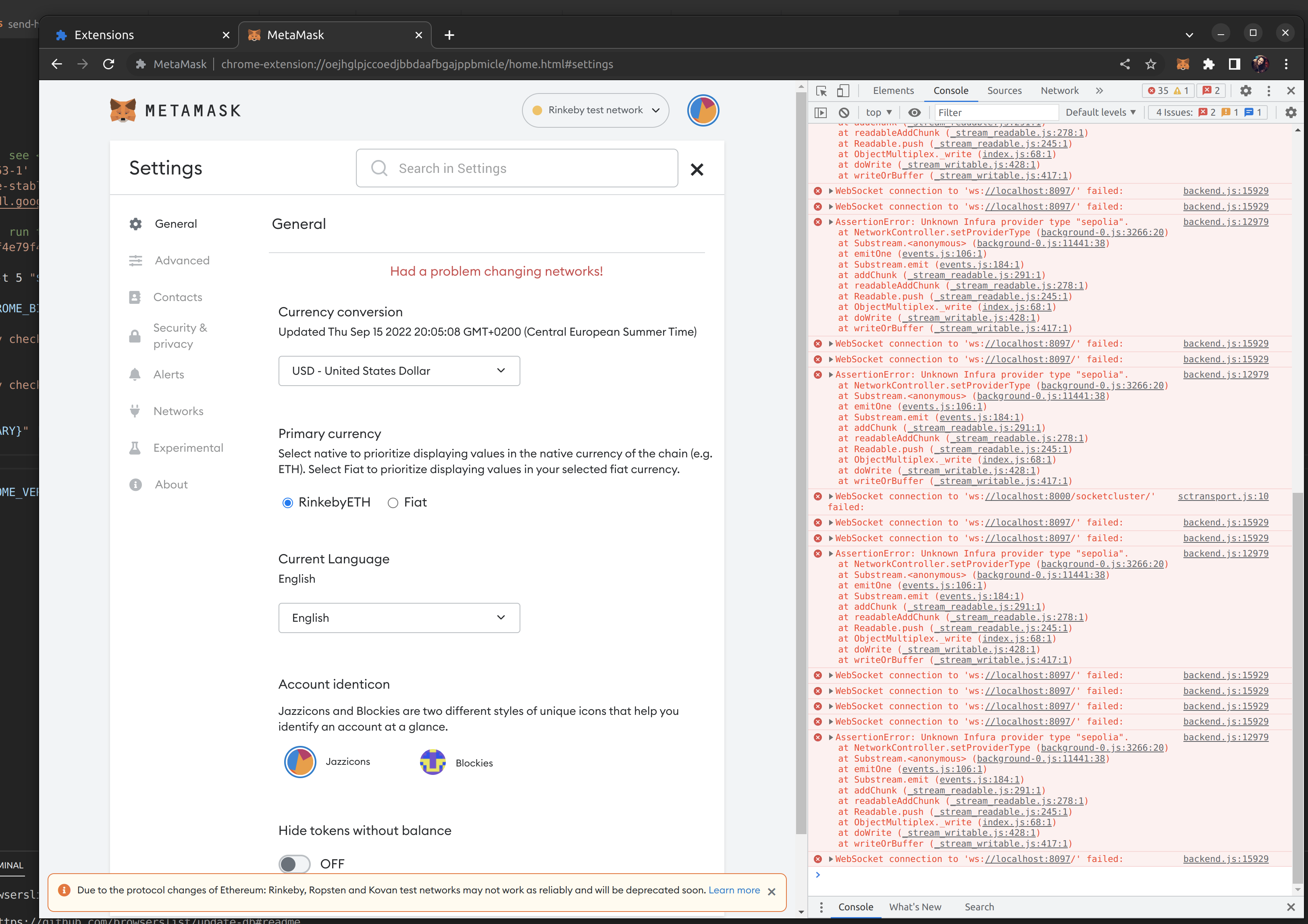 [Bug]: I cannot change to Sepolia network - Unknown infura provider type sepolia · Issue #15853 ...