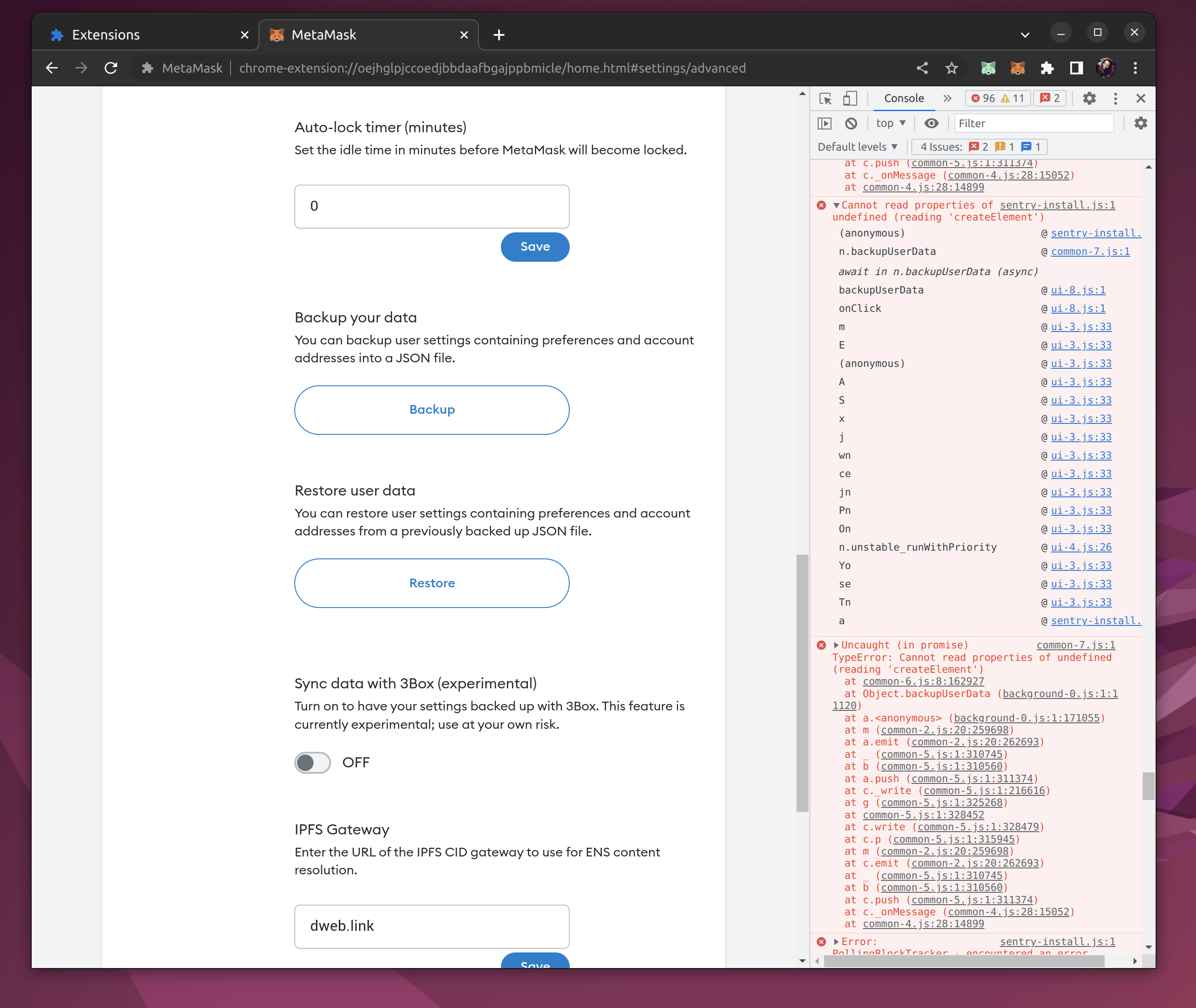 Bug Mv3 Cannot Backup My Data Error `cannot Read Properties Of Undefined Createelement 