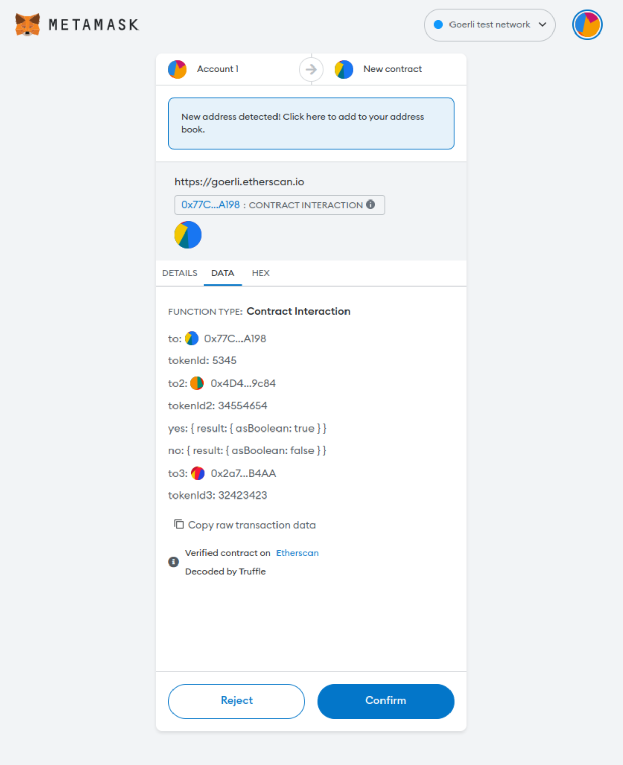 [Bug]: Interacting with a Verified Contract displays booleans variables as objects · Issue ...