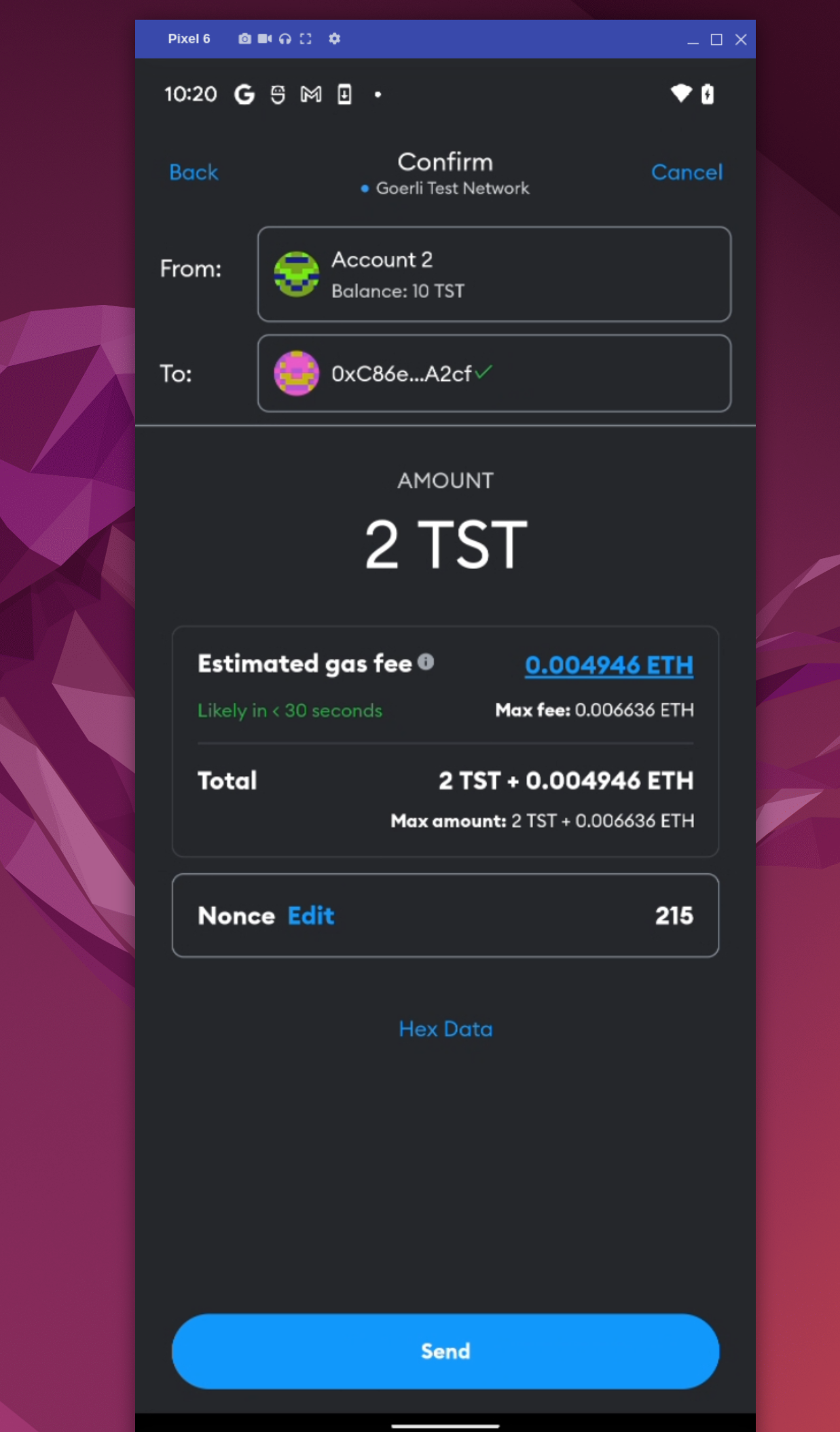[Bug] `transfer` an ERC20 Token from inside MetaMask does not display the Token Contract Address ...