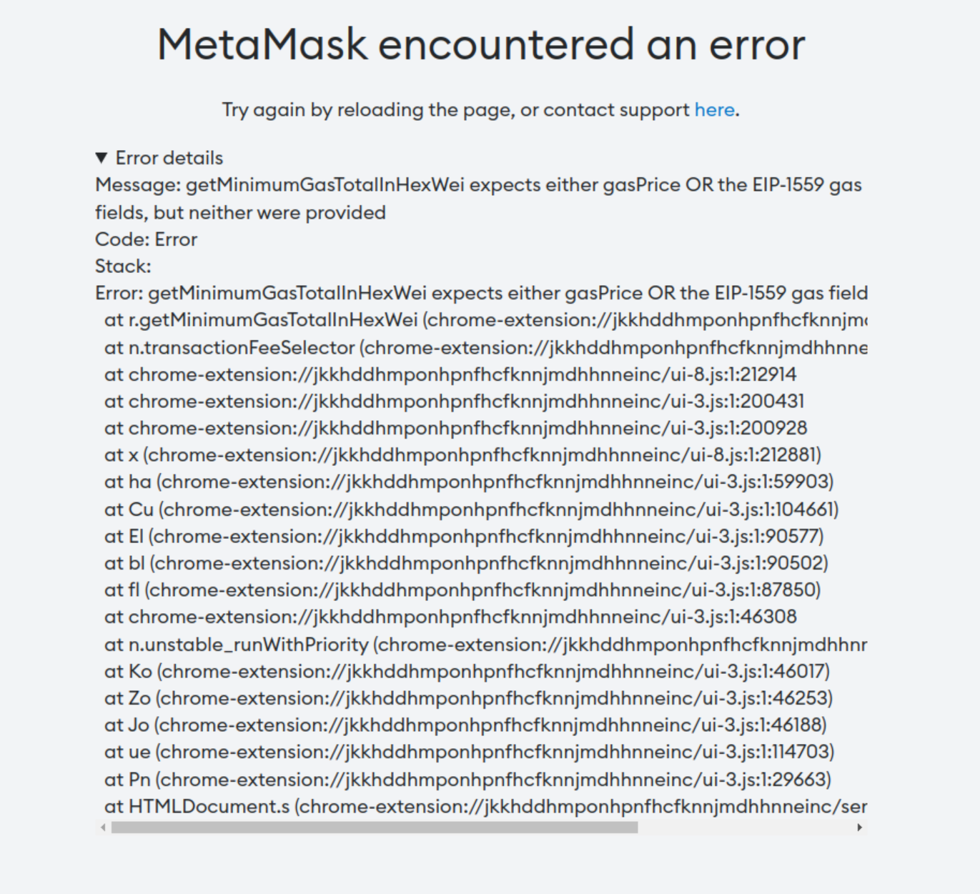 [Bug]: `getMinimumGasTotalInHexWei expects either gasPrice OR the EIP-1559 gas fields, but ...
