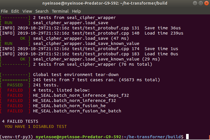 Tests failed while running the c++ test units · Issue #288 ...