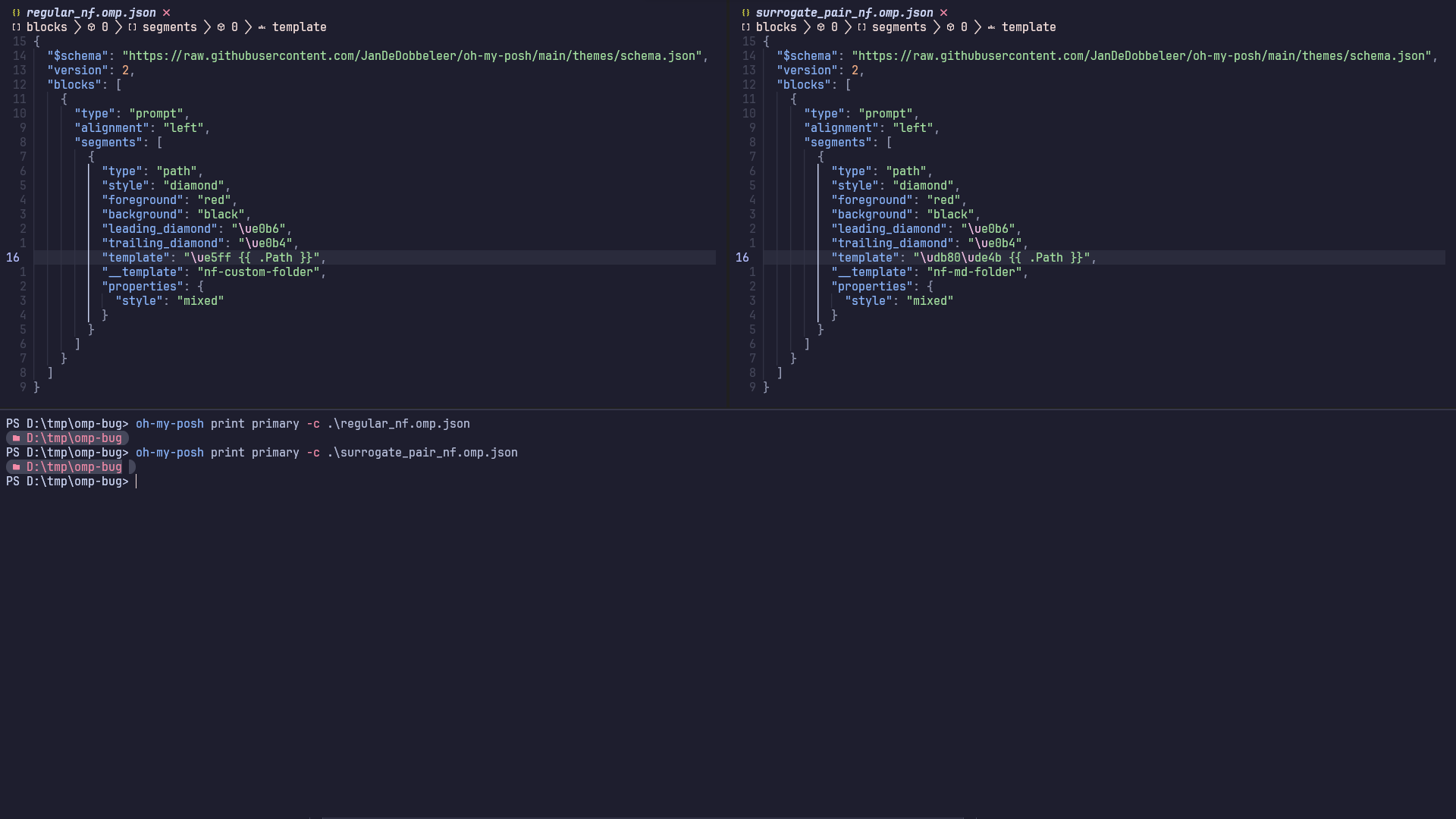 Trailing diamond doesn't display properly when surrogate pair nerd font glyph is used · Issue ...