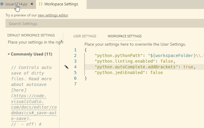 Python Autocomplete Addbrackets Does Not Work With The New Language Server · Issue 2287