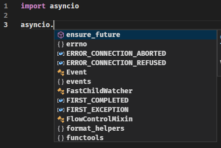 cannot autocomplete Python asyncio module with Python extension · Issue #3851 · microsoft/vscode ...