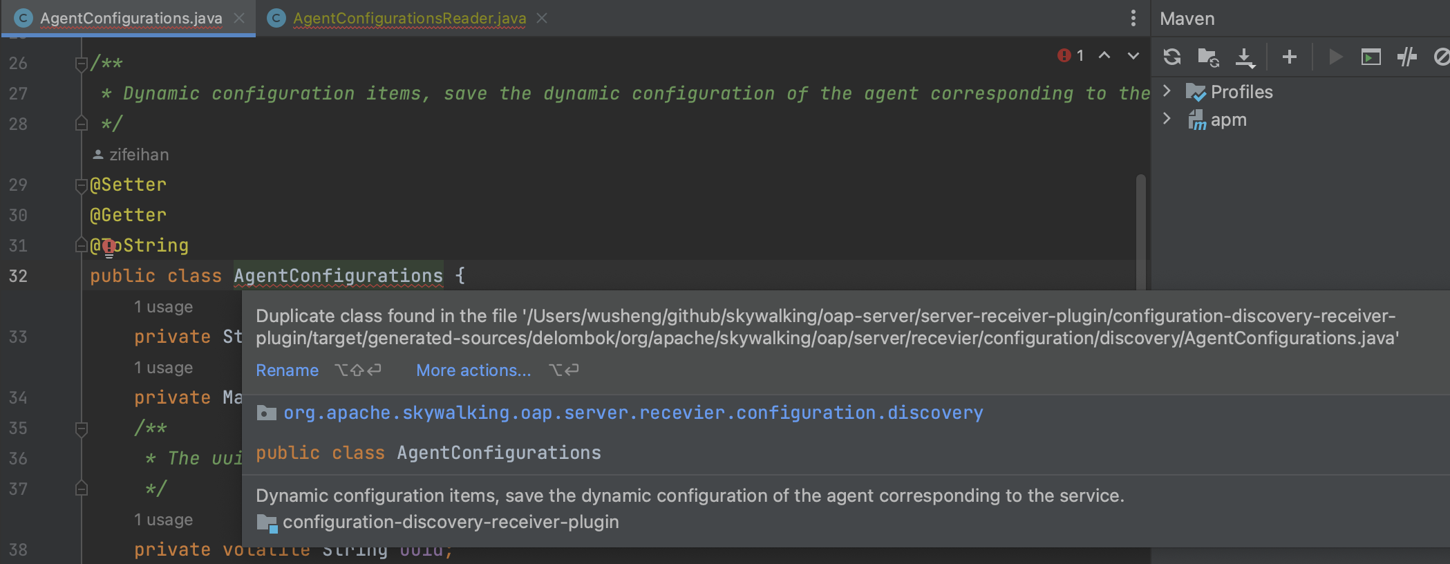[bug] Delombok Plugin Caused Ide Error · Issue 10531 · Apache Skywalking · Github