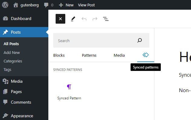 Show synced patterns (reusable blocks) in the Patterns tab of the main inserter · Issue #52224 ...