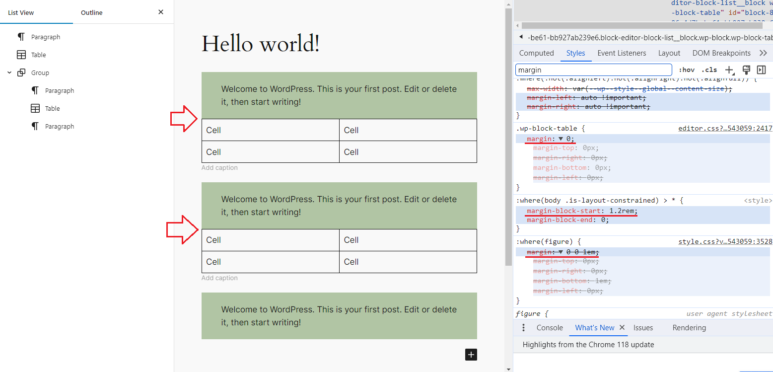 Table Block: Block margin override layout margin · Issue #55409 · WordPress/gutenberg · GitHub