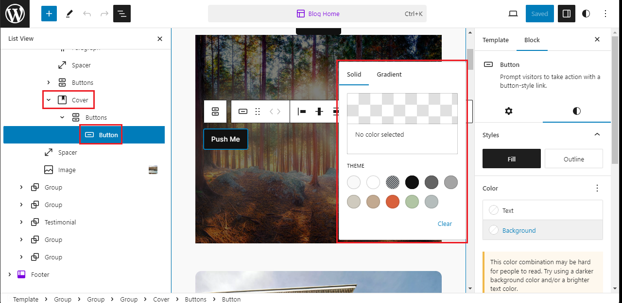 WP 6.4 RC2 Cover block with button background color options despairs · Issue #55666 · WordPress ...