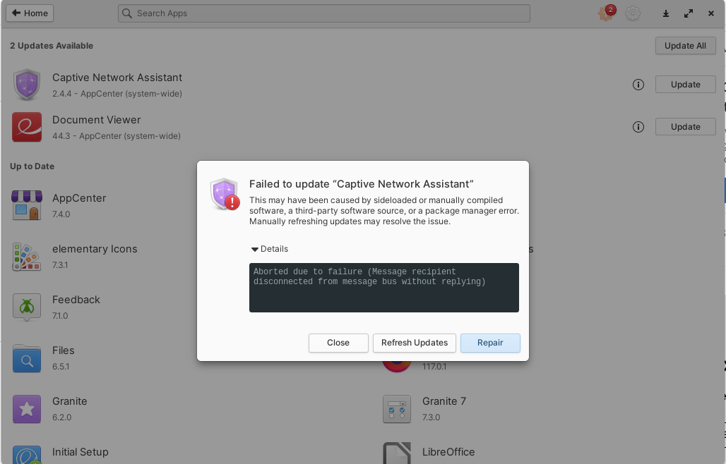 Horus: AppCenter fails to update defualt apps and Flatpak OSTree: Error Branch 7.2 · Issue #2092 ...