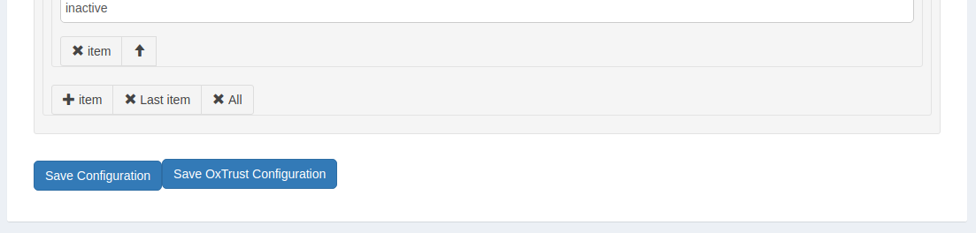 Two 'save' buttons in json configuration ? · Issue #2003 · GluuFederation/oxTrust · GitHub