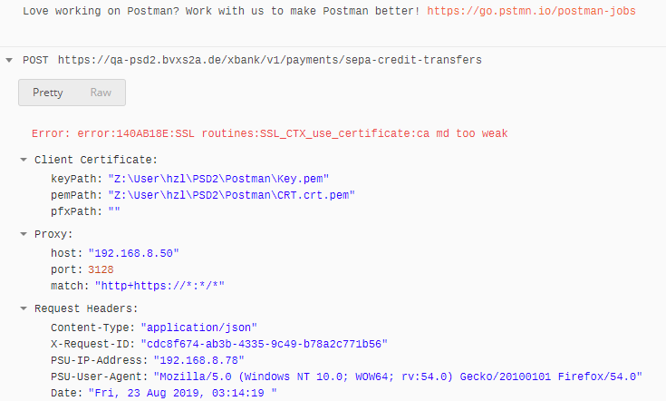 Client certificate rejected · Issue #7181 · postmanlabs/postman-app-support · GitHub