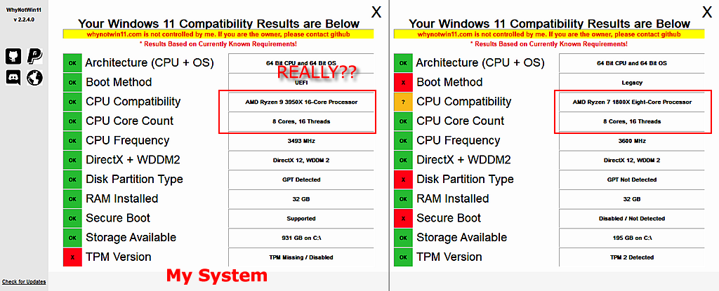CPU error reporting Core count · Issue #128 · rcmaehl/WhyNotWin11 · GitHub