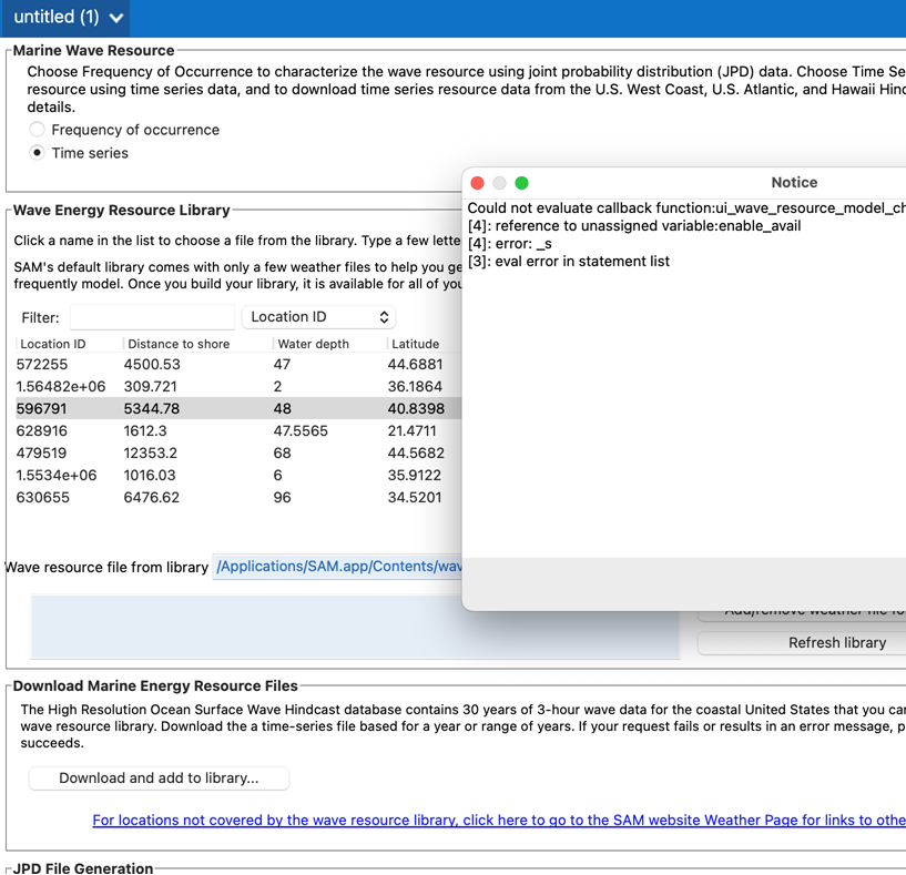 Marine energy resource choice callback error · Issue #1303 · NREL/SAM · GitHub