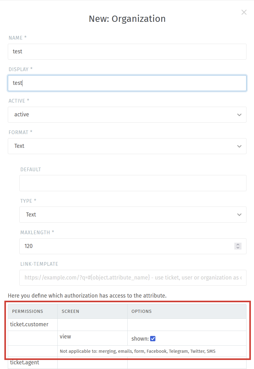 Add access to organization attribute if allowed via settings for ticket.customer · Issue #3792 ...