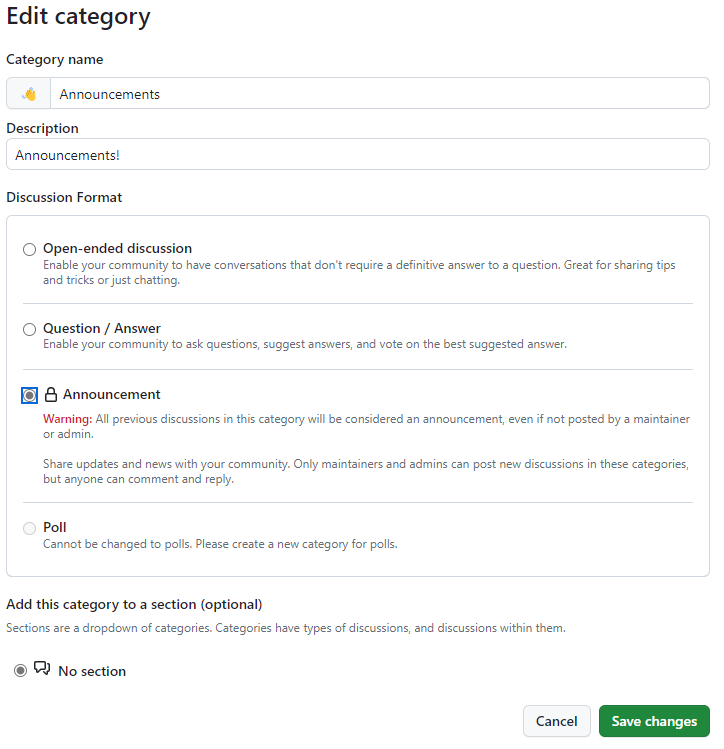 FYI Announcement discussions switched to Announcement format · Issue #809 · nodejs/admin · GitHub